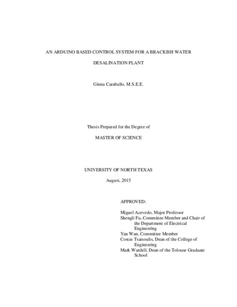 Pdf An Arduino Based Control System For A Brackish Water Desalination