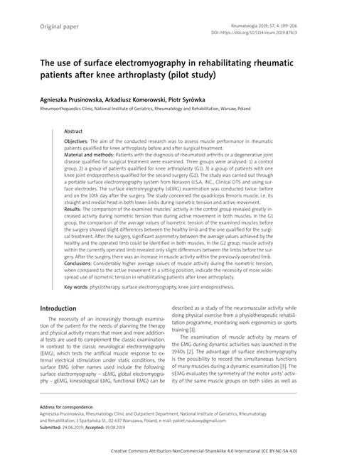 Pdf The Use Of Surface Electromyography In Rehabilitating Rheumatic