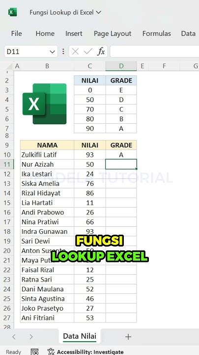 Fungsi Lookup‼️ Belajarexcel Exceltips Excelhacks Exceltutorial