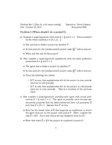 Seminar Assignments Problem Set 1 Solutions Problem Set 1 Part A