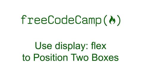 Css Flexbox Use Display Flex To Position Two Boxes Free Code Camp