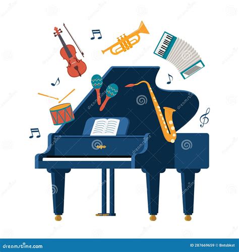 Musical Instruments Set Of Icons Guitar Synthesizer Violin Cello