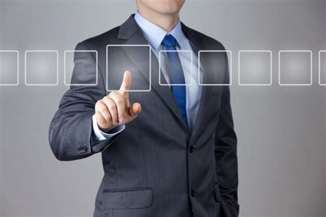 Premium Photo Business Man Pushing On A Touch Screen Interface