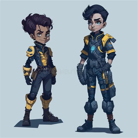 Young Scifi Programmer Characters Art Stock Vector Illustration Of