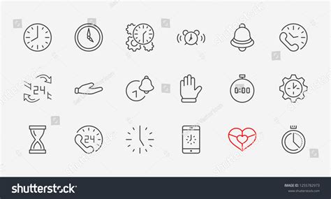 Set Time Vector Line Icons Contains Stock Vector Royalty Free 1255782973 Shutterstock