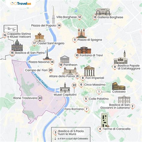 Mappa E Cartina Turistica Di Roma Monumenti E Tour