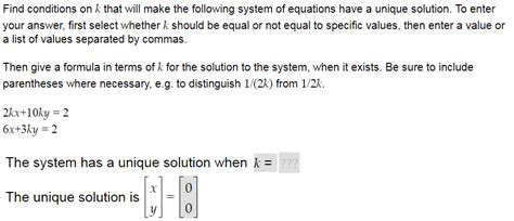 Solved Find Conditions On K That Will Make The Following