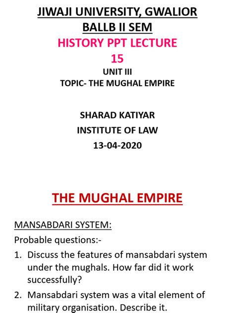 History Ppt Lecture 15 Pdf