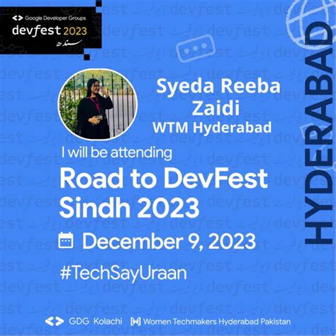 Syeda Reeba Zaidi On Linkedin Techsayuraan Devfestsindh2023