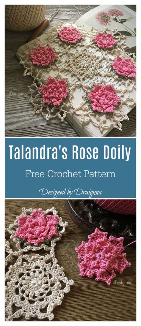 Rose Doily Free Crochet Pattern Crochet Patterns Crochet Flower