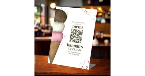 Restaurant Menu Qr Code Template Ice Cream Pedestal Sign Zazzle