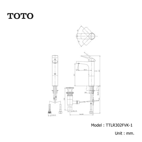 Ttlr302fvk 1r ก๊อกผสมอ่างล้างหน้าทรงสูงแบบก้านโยกพร้อมสะดือป๊อปอัพ รุ่น Rei S