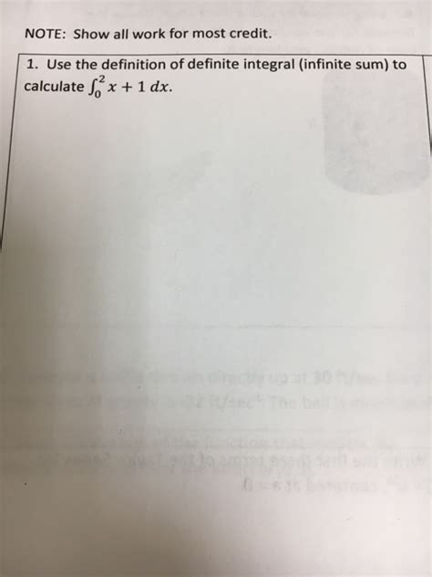 Solved Use The Definition Of Definite Integral Infinite