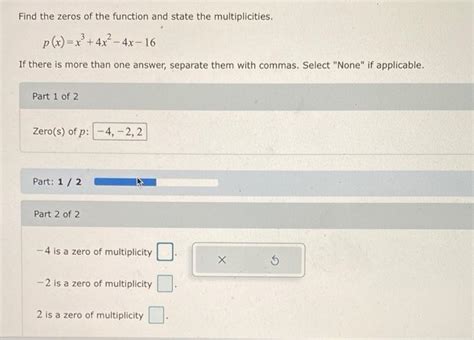 Solved Find The Zeros Of The Function And State The