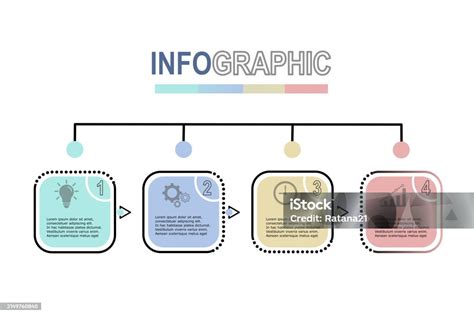 사업 계획 전략 로드맵에 대한 인포그래픽 템플릿 4 단계 현대 타임 라인 다이어그램 차이 파스텔 색상 스타일 프리젠 테이션 벡터