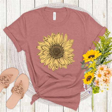 Sunflower Shirt Bella Canvas Cotton Tee Positive T Etsy