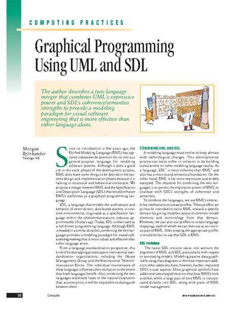 Graphical Programming Using Sdl And Uml 30 Computer 0018 91620010 © 2000 Ieee Graphical