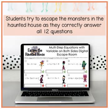 Solving Multi Step Equations With Variable On Both Side Halloween Activity
