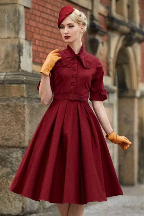 1940s Plus Size Clothing Dresses History 40s Lea Swing Dress In Wine £