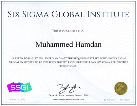 Muhammed Hamdan On Linkedin Leansixsigma Certificate Ssgi