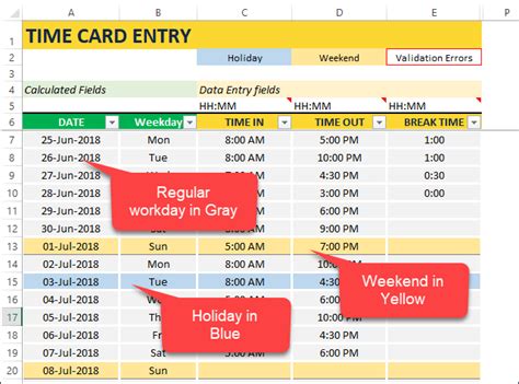 Employee Timesheet Template Excel Time Card Work Hours Calculator