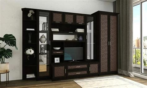 Стенка с платяным шкафом классика - 86 фото