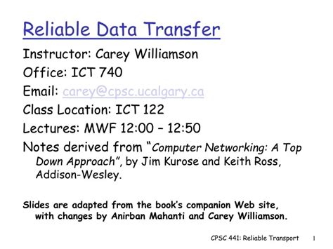 PPT Reliable Data Transfer Instructor Carey Williamson PowerPoint Presentation ID