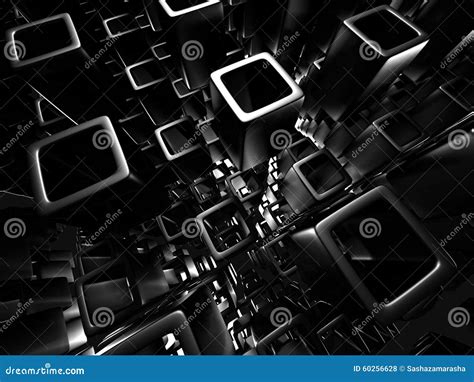 Abstract Dark Cube Blocks Metallic Background Stock Illustration