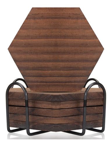 Posavasos Juego De 6 De Madera Hechos A Mano Con Soporte Psv Cuotas Sin Interés