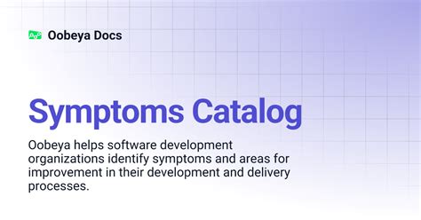 Symptoms Catalog Oobeya Docs