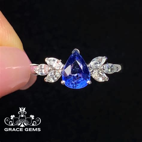18k White Gold Royal Blue Sapphire Ringnatural Blue Sapphire