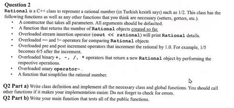 solved question 2 rational is a c class to represent a