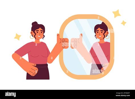Mirror Affirmations Flat Concept Vector Spot Illustration Stock Vector