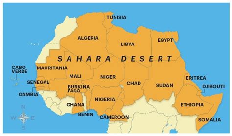 Sahara Desert Physical Map