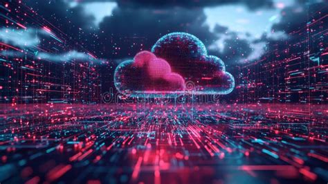 Aerial View Of Cloud Data Visualization Infographics In A Futuristic