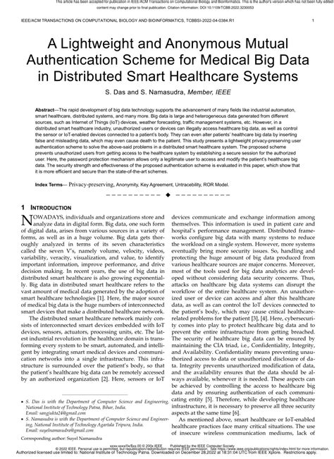 Pdf A Lightweight And Anonymous Mutual Authentication Scheme For Medical Big Data In
