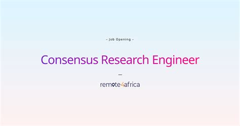 Remote Consensus Research Engineer Job At It Telecommunication