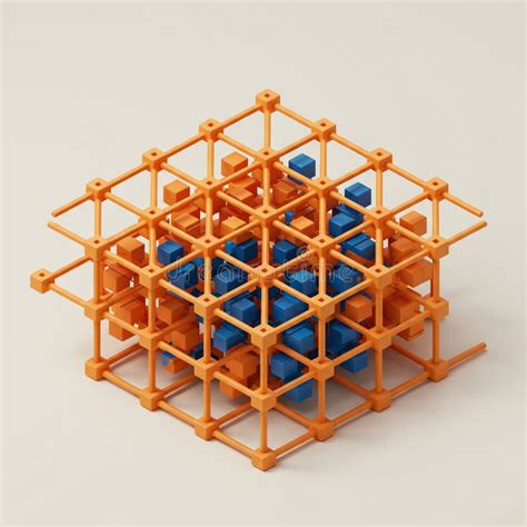 A Complex Geometric Structure Featuring An Orange Lattice Framework Composed Of Stock