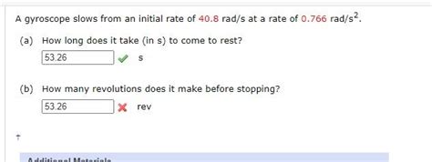 Solved A Gyroscope Slows From An Initial Rate Of Rad S Chegg