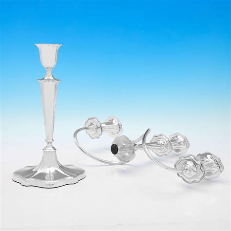 Antique Sterling Silver Pair Of Candelabra 3 Lights Walker And Hall