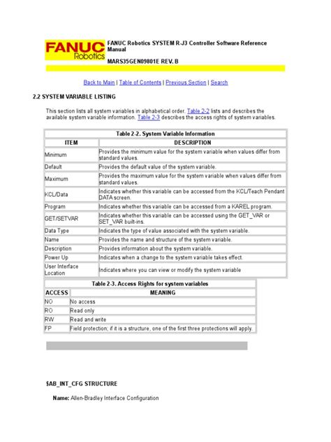 Fanuc Robotics Variables Pdf Menu Computing Boolean Data Type