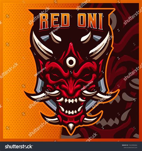 Oni Mask Face Mascot Esport Logo Vector De Stock Libre De Regalías 1922090264