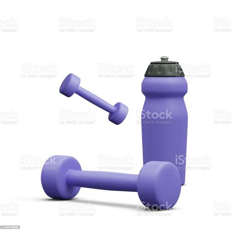 3d 현실적인 스포츠 장비 세트입니다 가벼운 배경에 격리된 덤벨과 물병 건강한 라이프 스타일 개념입니다 피트니스 인벤토리 벡터 그림 덤벨에 대한 스톡 벡터 아트 및 기타