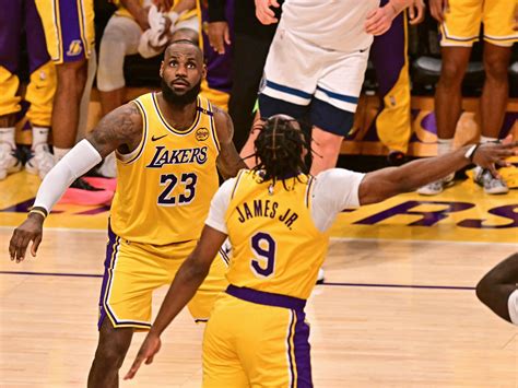 Lebron And Bronny James Share Court Make Nba History As Lakers Beat