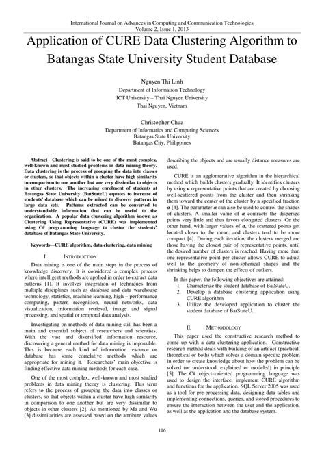 pdf application of cure data clustering algorithm to batangas state