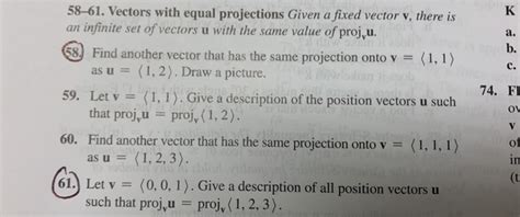 solved 58 61 vectors with equal projections given a fixed