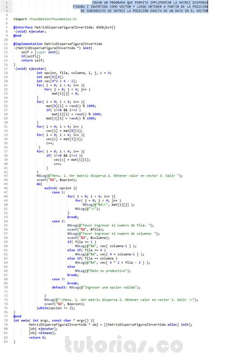 POO Objective C Matriz Dispersa Figura Z Invertida En Vector Tutorias Co
