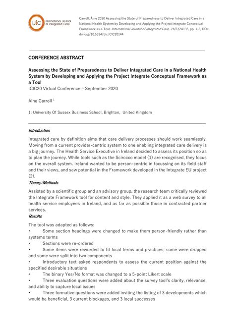 Pdf Assessing The State Of Preparedness To Deliver Integrated Care In