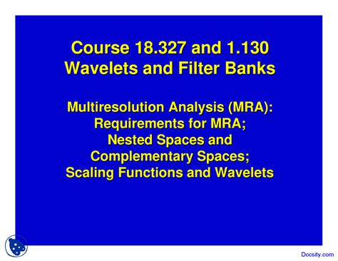 Scaling Functions And Wavelets Banking Lecture Slides Docsity