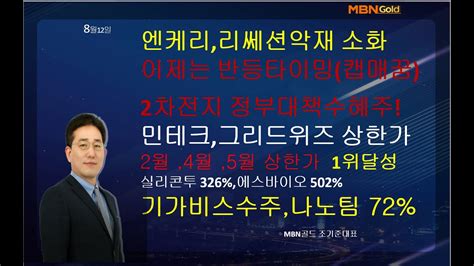 Mbn골드 조기준 2차전지 정부대책수혜주 민테크그리드위즈 상한가기가비스수주나노팀 72 Youtube